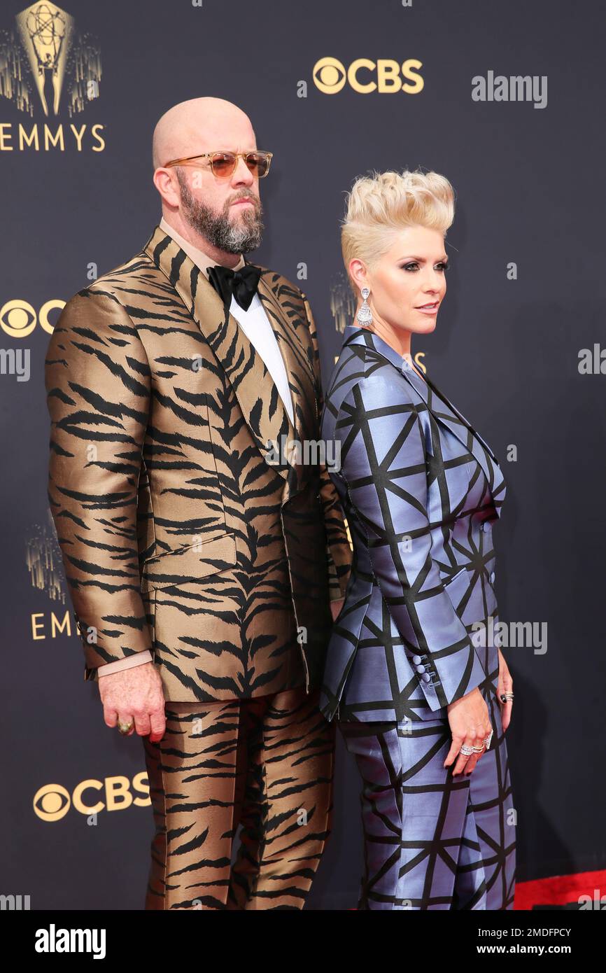 Chris Sullivan, left, and Rachel Sullivan arrive at the 73rd Emmy ...