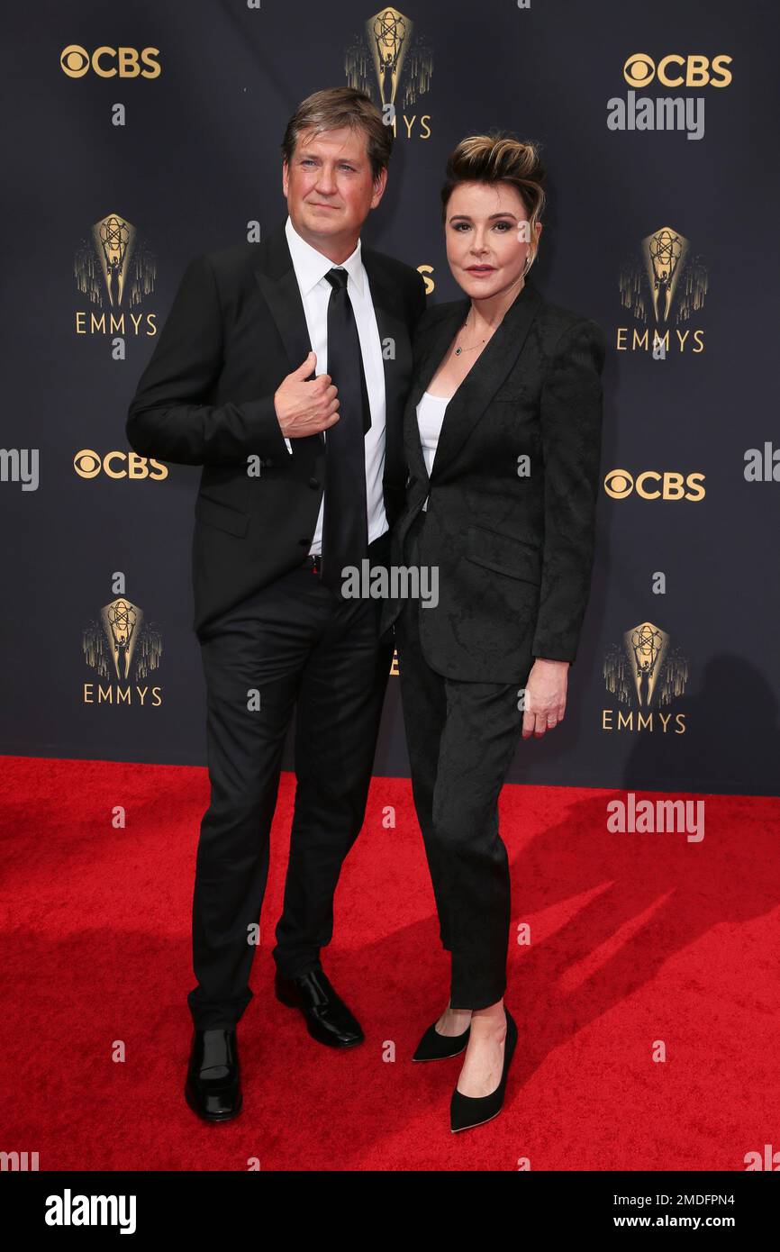Bill Lawrence and Christa Miller arrive at the 73rd Emmy Awards at the ...