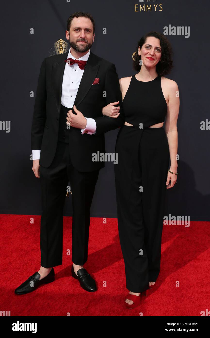 Phil Donney, left, and Laura Donney arrives at the 73rd Emmy Awards at ...