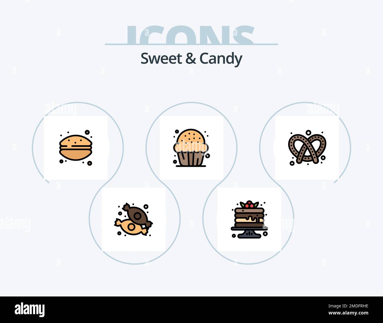 Sweet And Candy Line Filled Icon Pack 5 Icon Design. camping. food ...