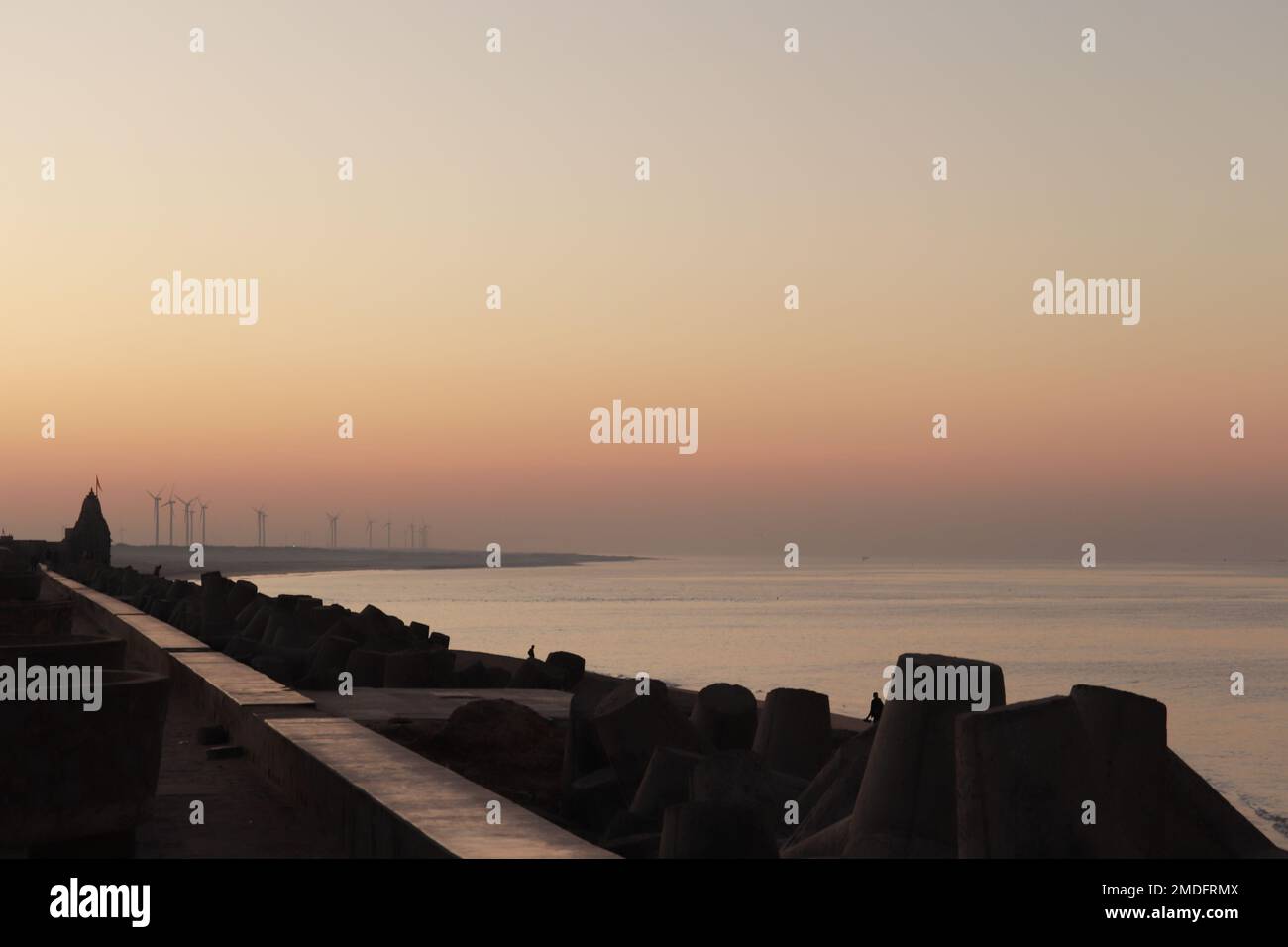 Early morning view of Dwarka Beach near Dwarkadhish Temple/Gujarat ...