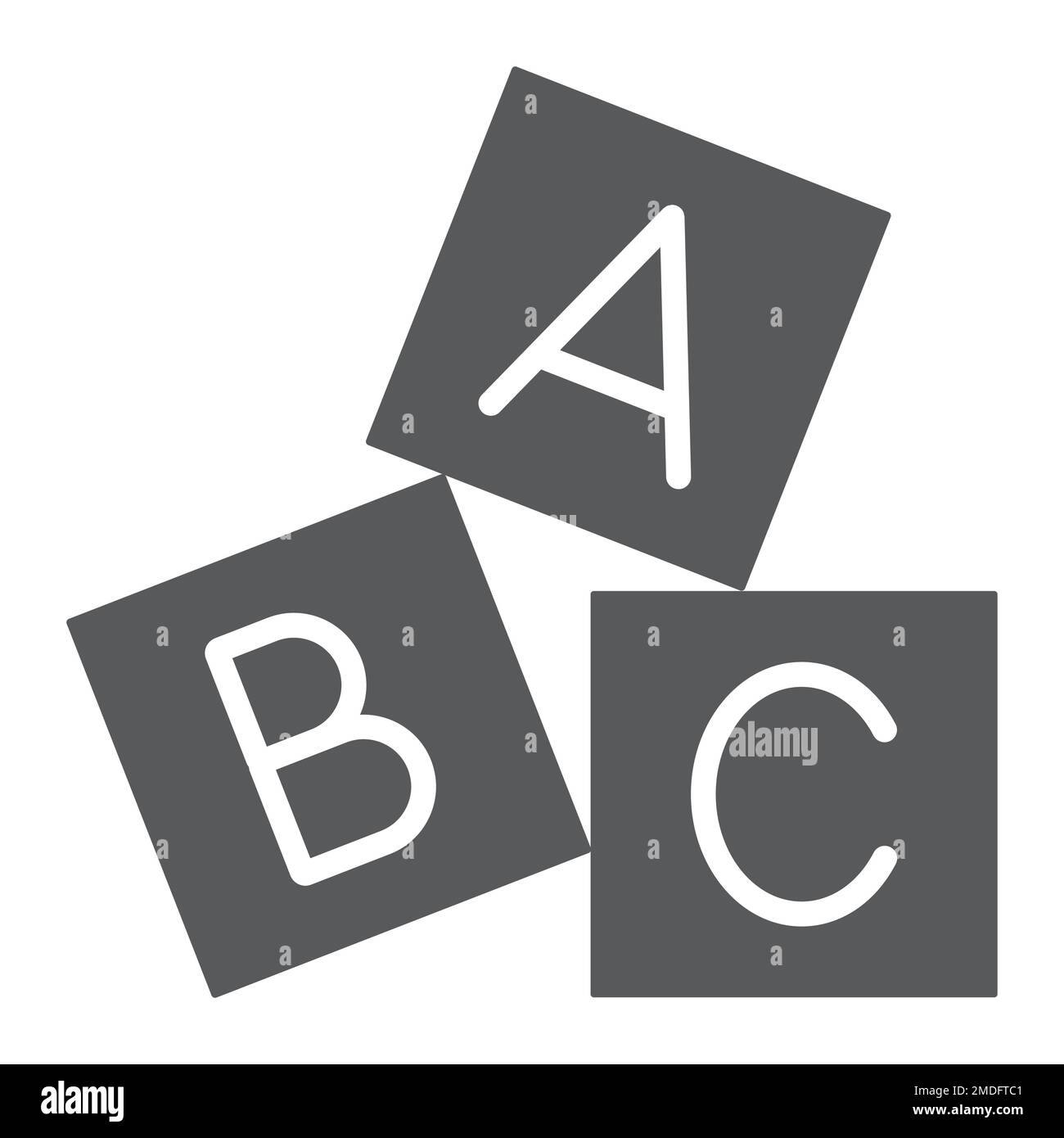 Alphabet cubes glyph icon, abc and toy, block sign, vector graphics, a ...