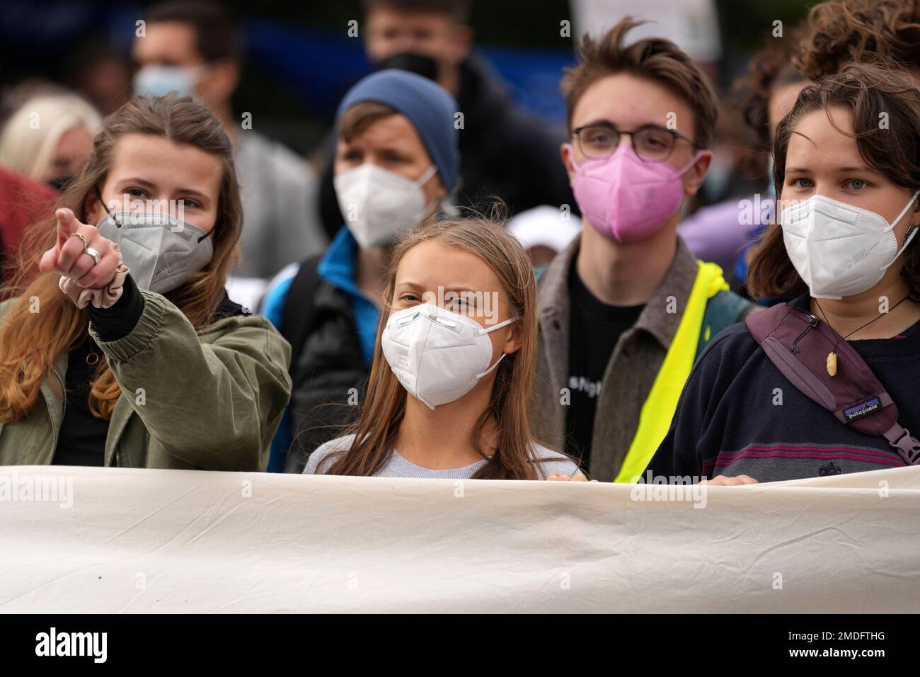 Swedish climate activist Greta Thunberg, center, joins a Fridays for ...