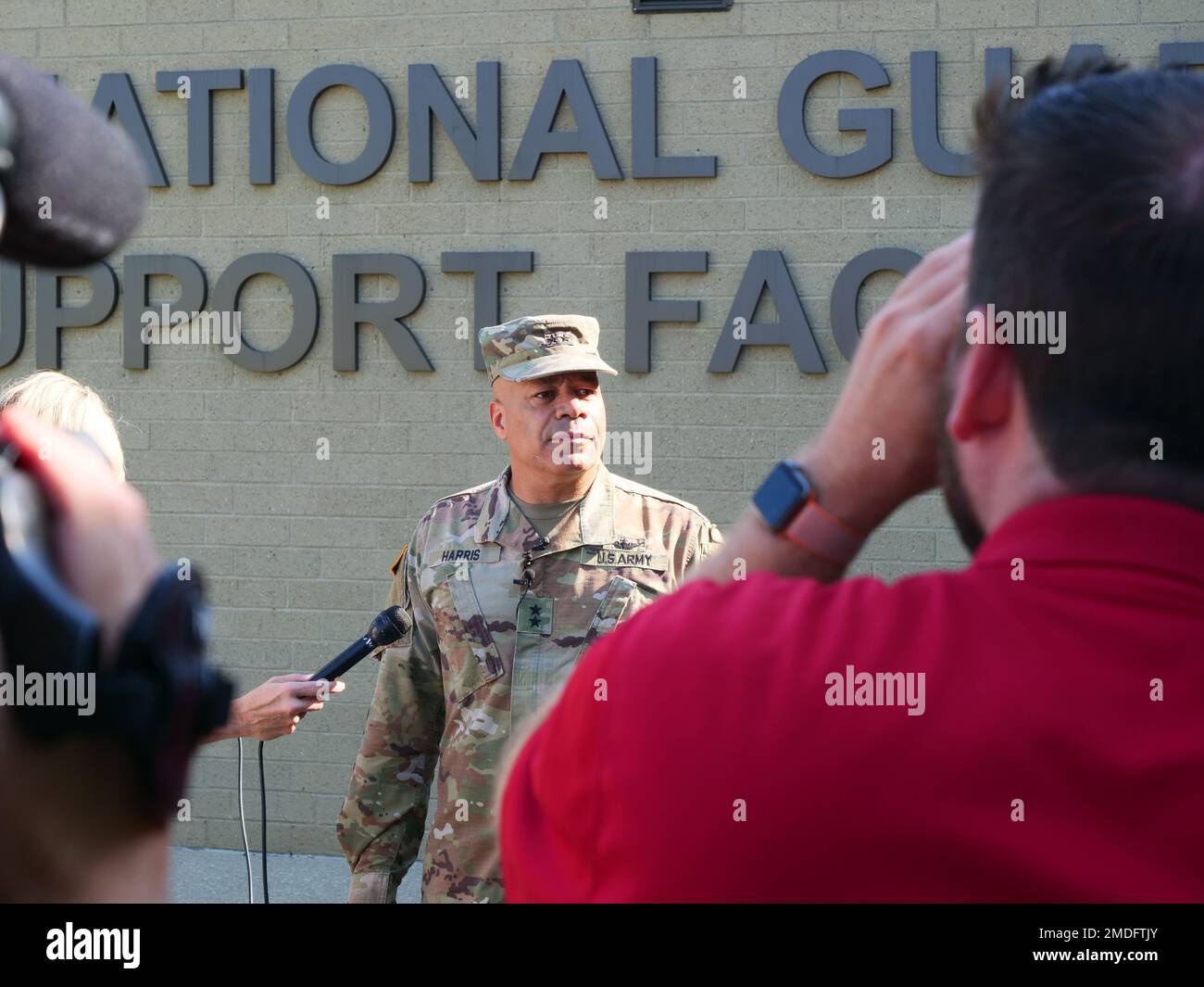 Maj. Gen. John C. Harris Jr., Ohio adjutant general, is interviewed by ...