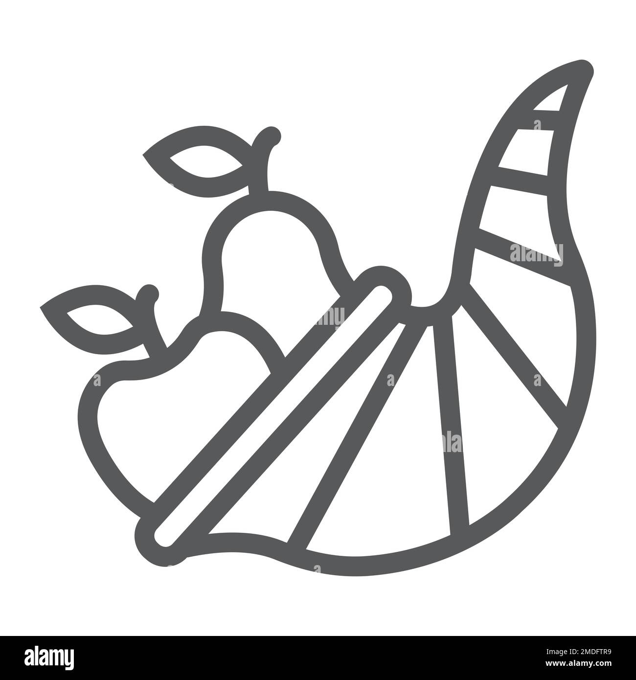 Cornucopia line icon, harvest and food, basket sign, vector graphics, a ...