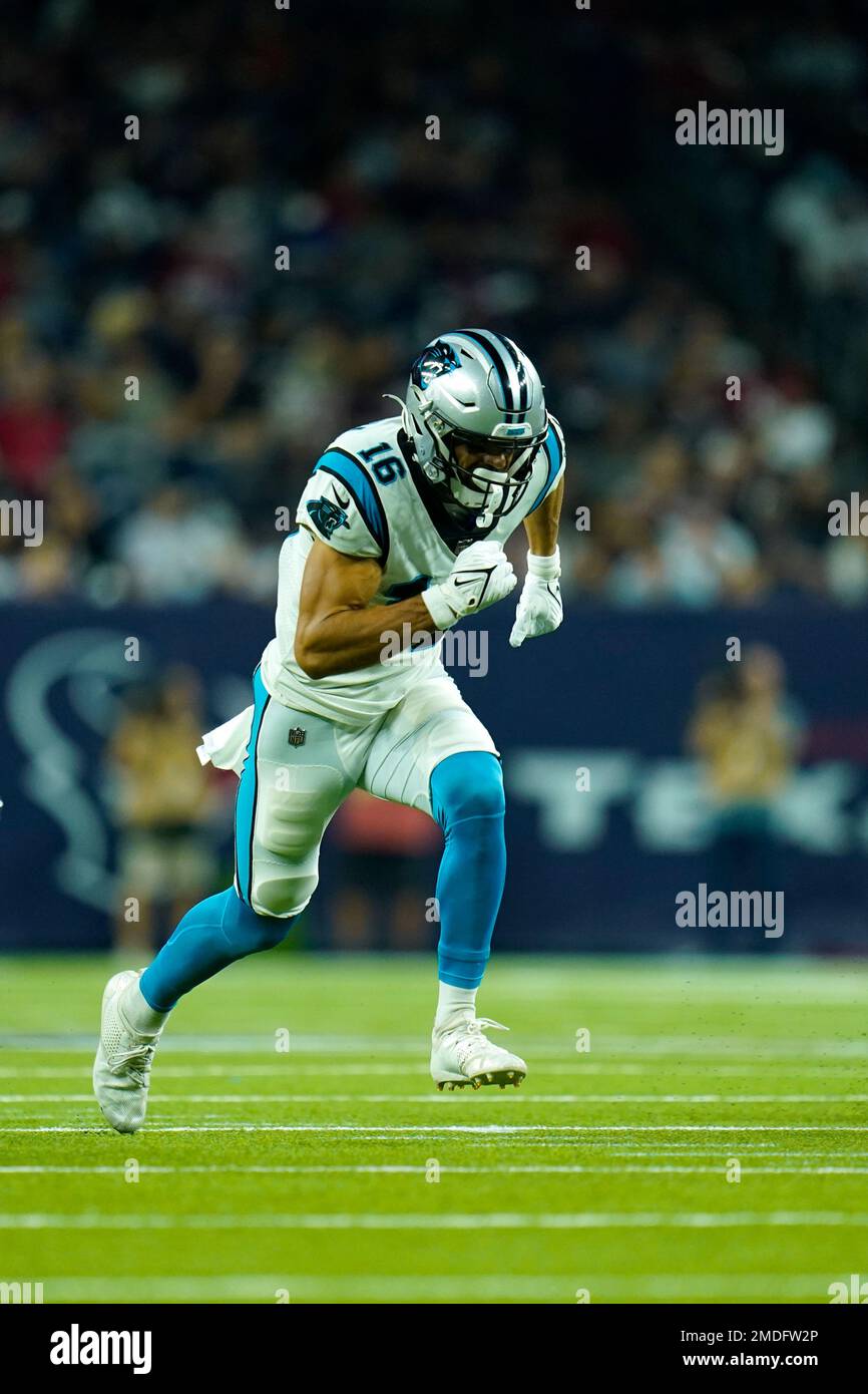 Carolina Panthers wide receiver Brandon Zylstra (16) runs a pass route ...