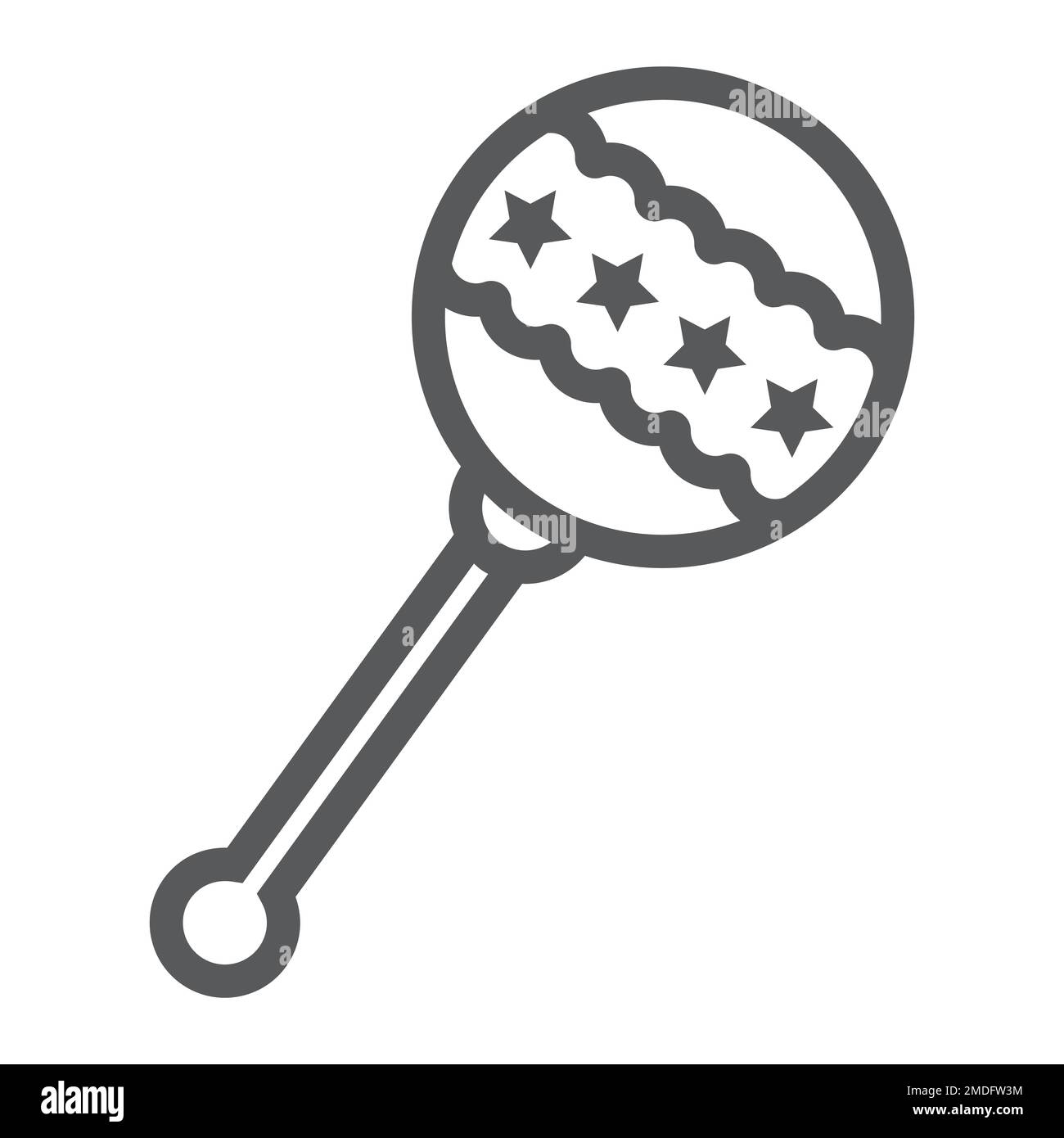 Rattle line icon, baby and ball, toy sign, vector graphics, a linear ...