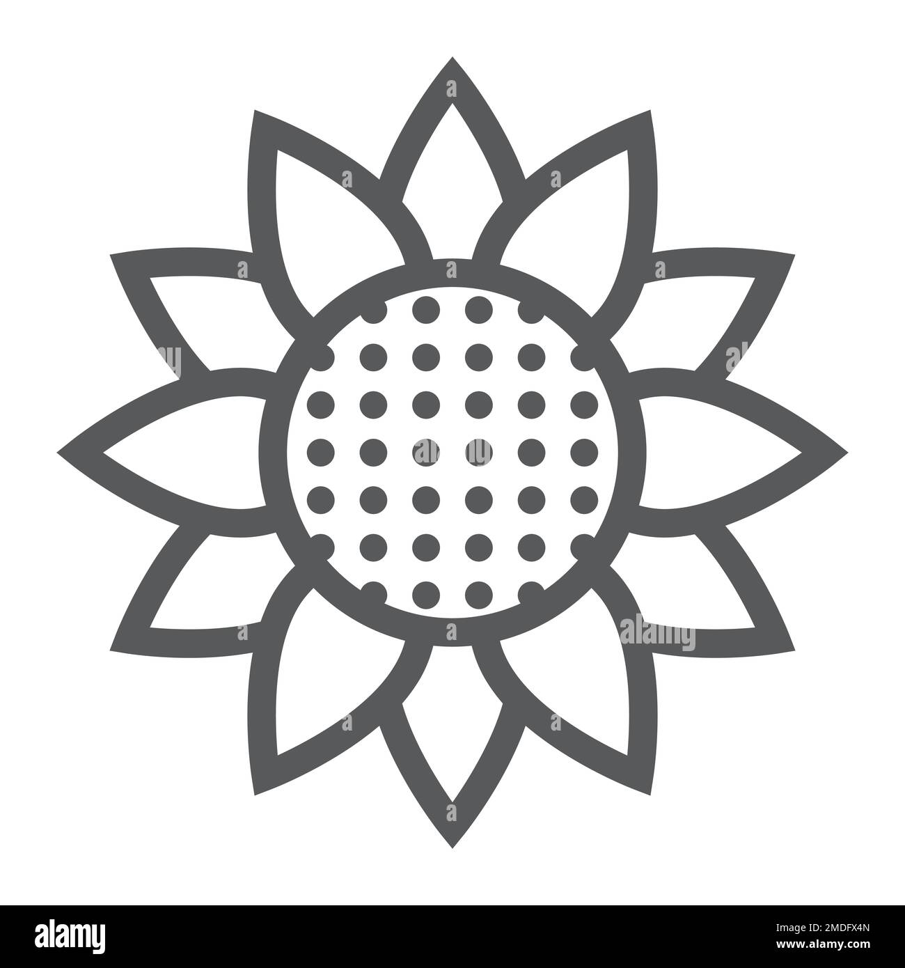 Sunflower line icon, nature and floral, flower sign, vector graphics, a ...