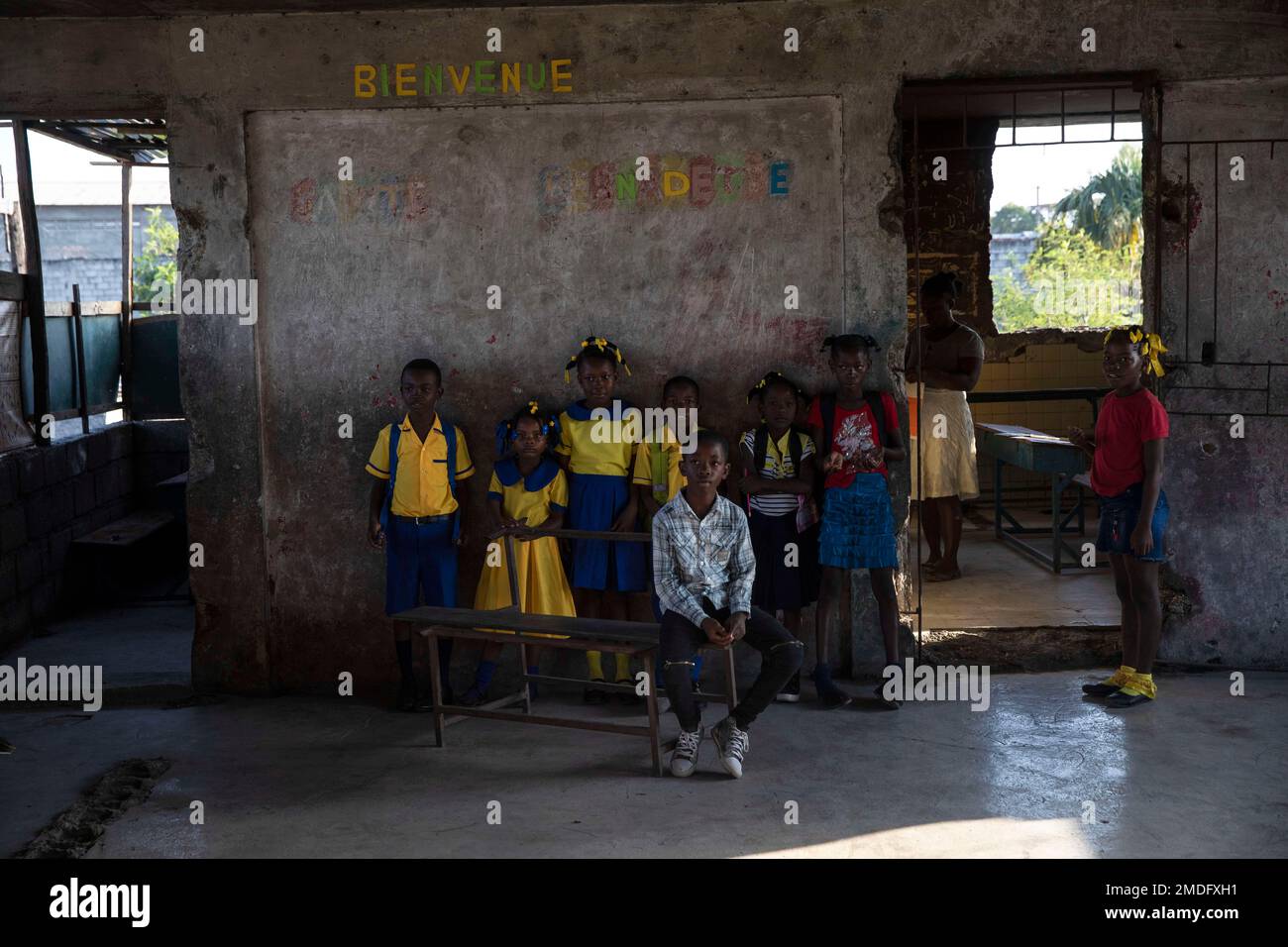Sudents gather before the start of classes in Sante Bernadette school ...