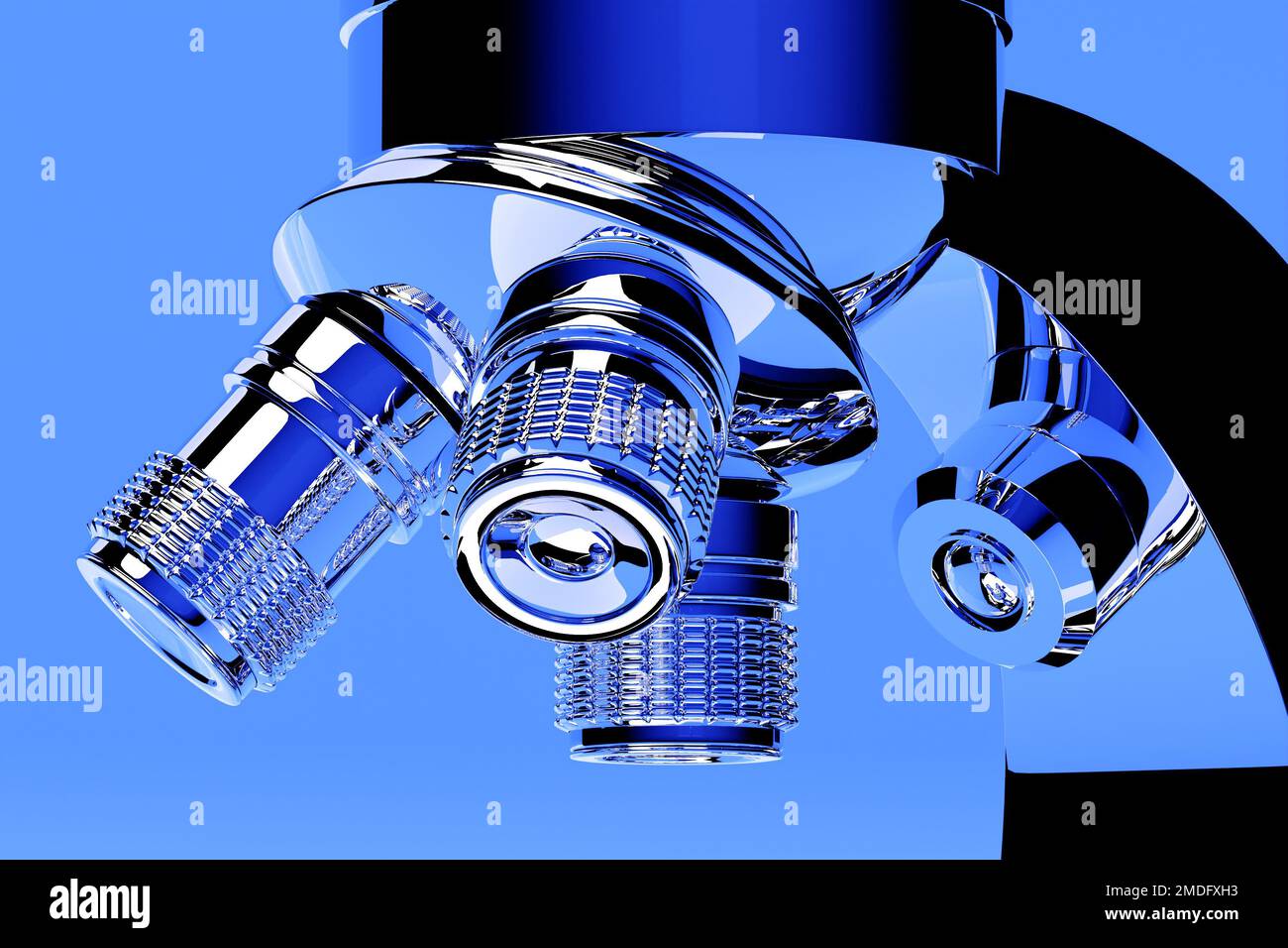 Realistic 3d microscope on purple background, laboratory equipment ...