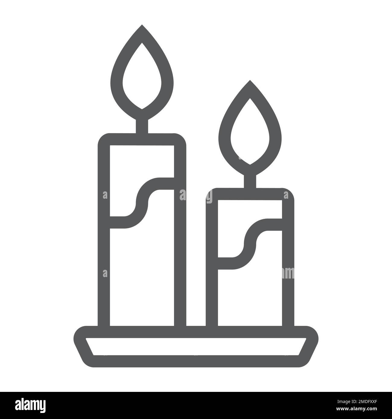Candle line icon, flame and spirituality, candlelight sign, vector ...