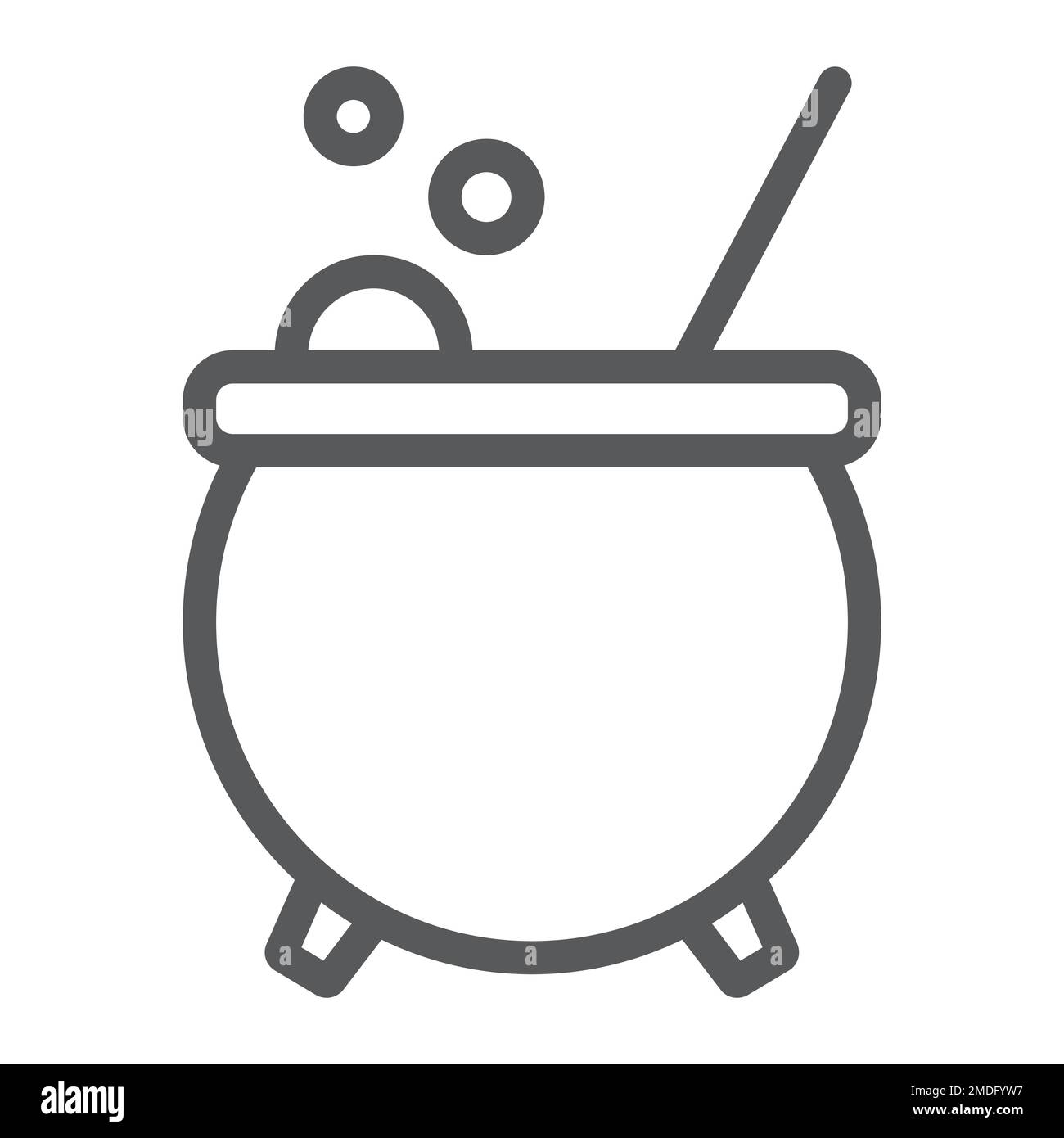 Witch cauldron line icon, magic and witchcraft, pot sign, vector ...