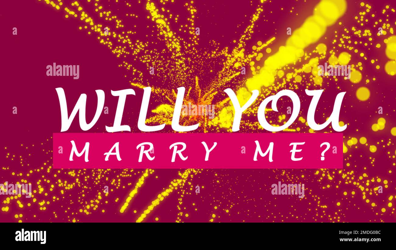 WILL YOU MARRY ME animated text sign with sparkling yellow streams on ...
