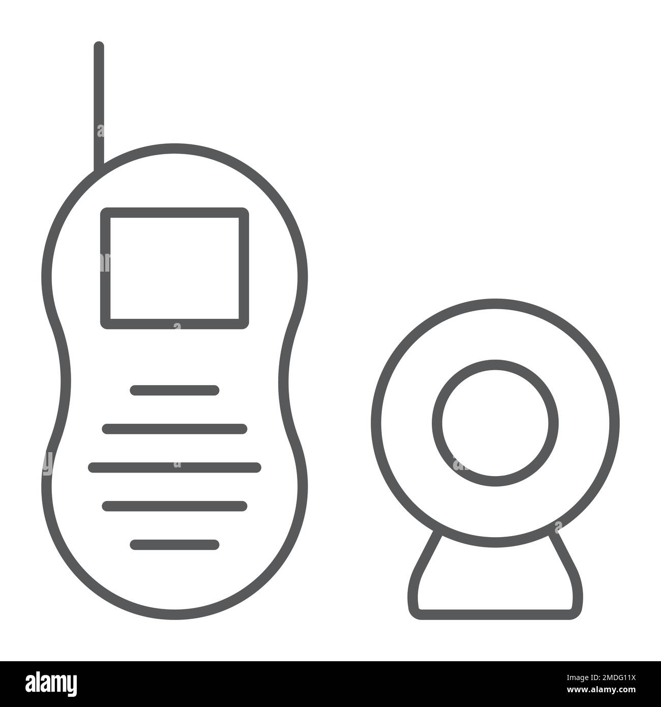 Baby monitor thin line icon, child and equipment, radio sign, vector ...