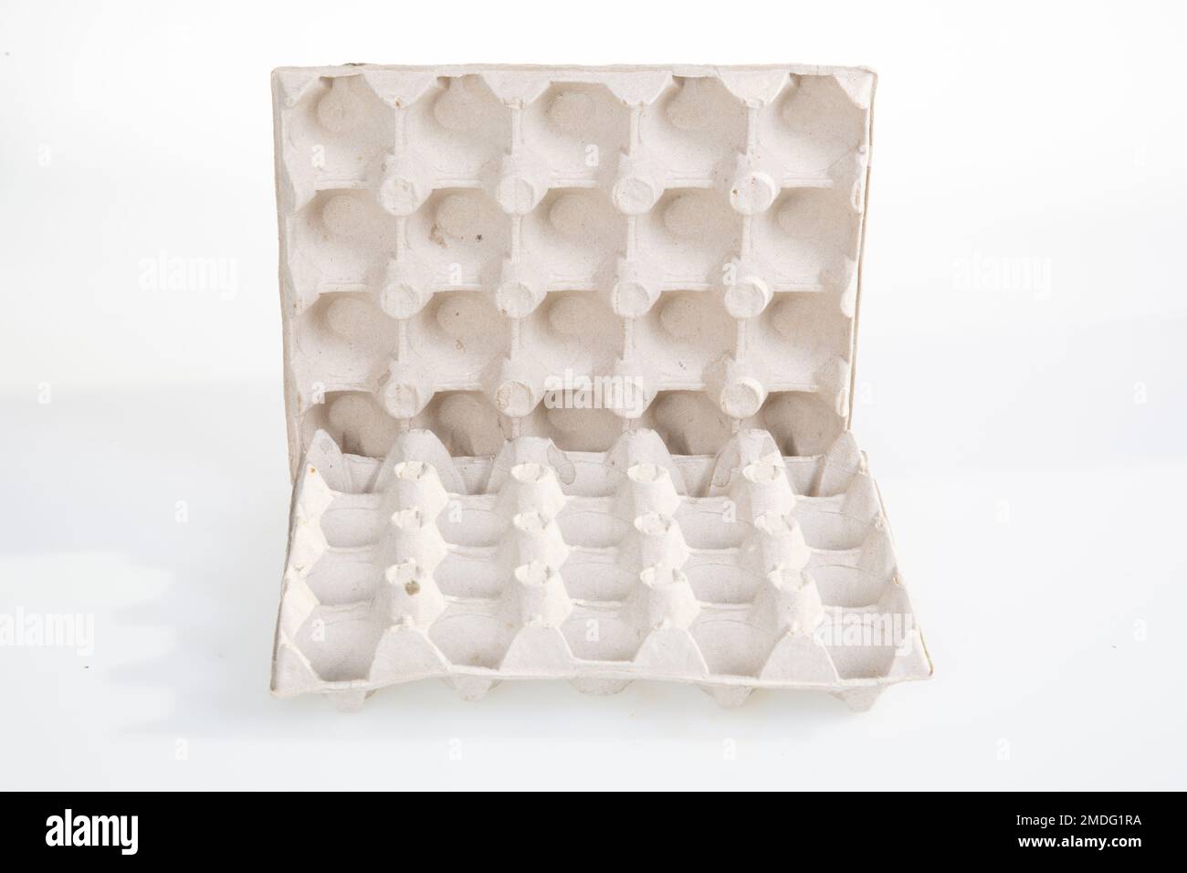 Eggs carton open tray cardboard egg box isolated on white background ...