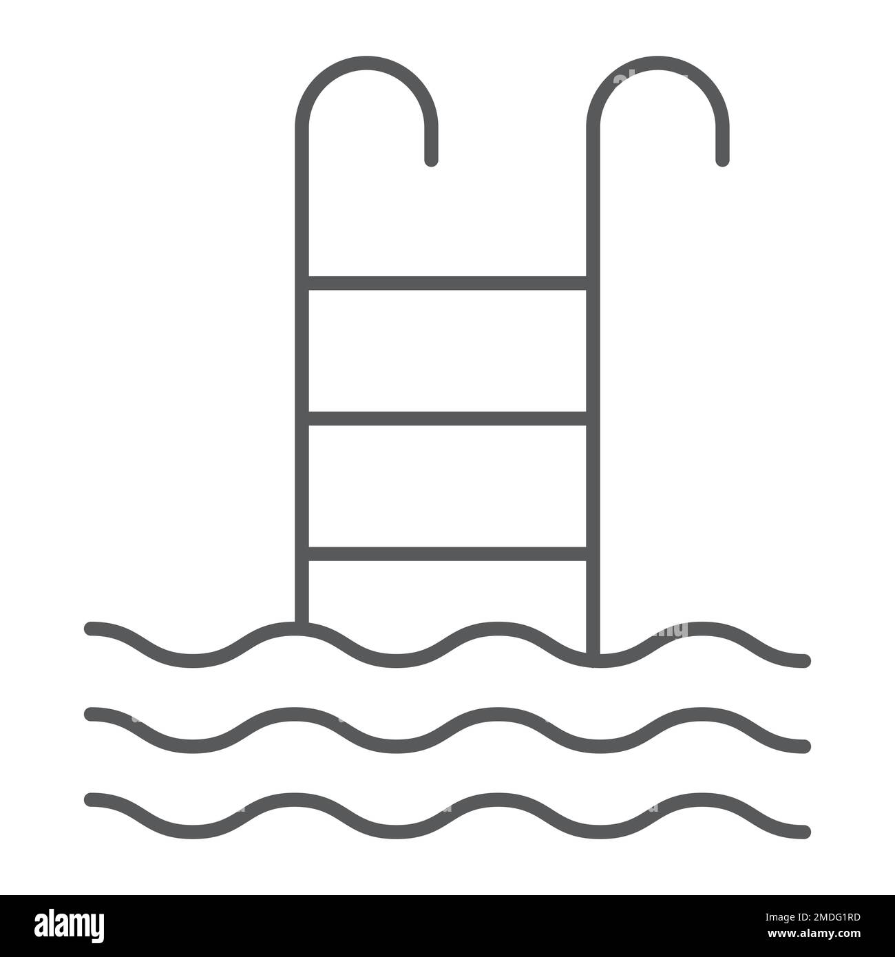 Swimming pool thin line icon, water and sport, ladder sign, vector ...