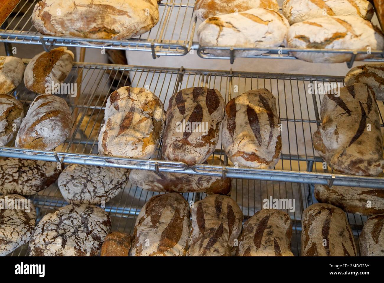 Bread traditional rustic at baking shop artisanal Stock Photo - Alamy