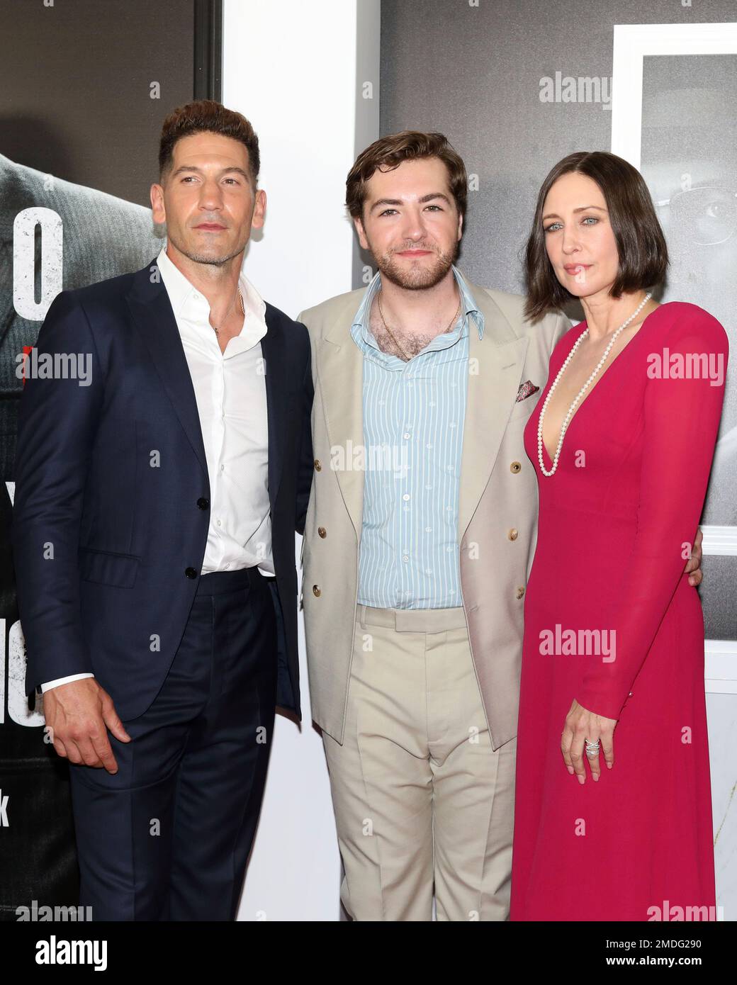 Jon Bernthal, left, Michael Gandolfini and Vera Farmiga attend the ...