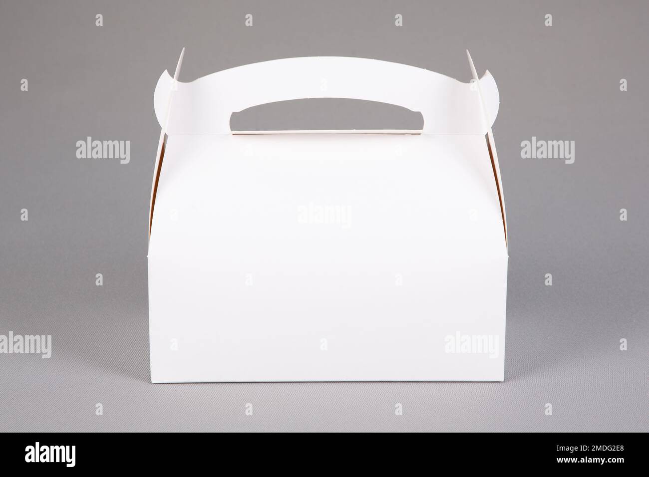 mock up closed white cardboard blank pastry box cake isolated on grey ...