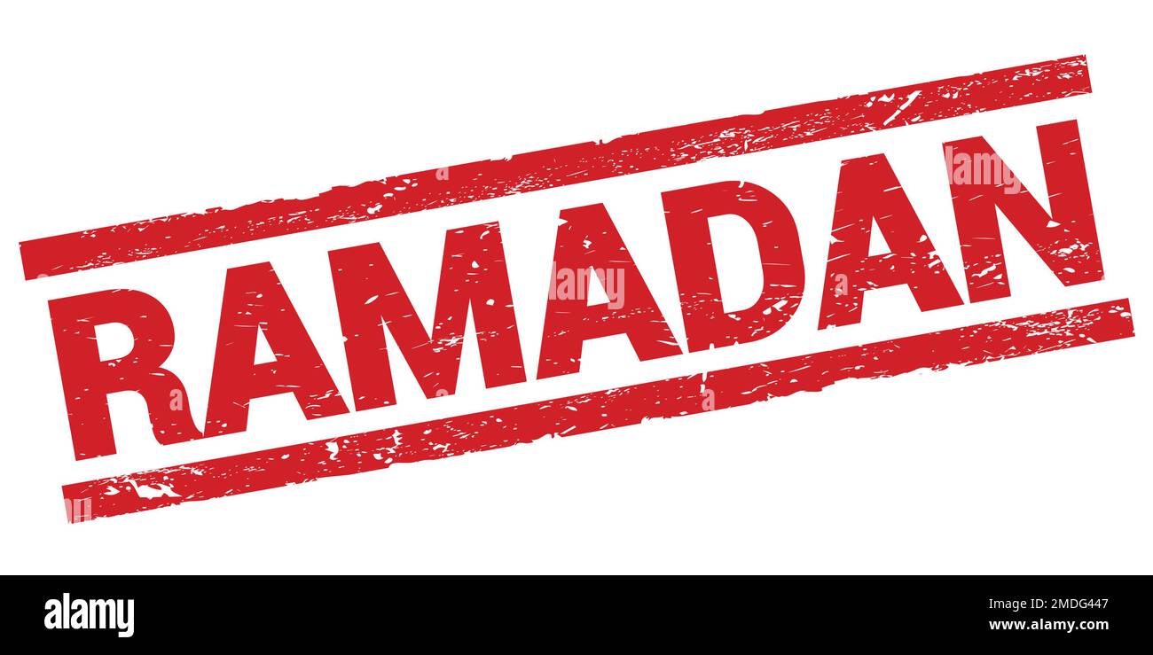 RAMADAN text written on red rectangle stamp sign Stock Photo - Alamy