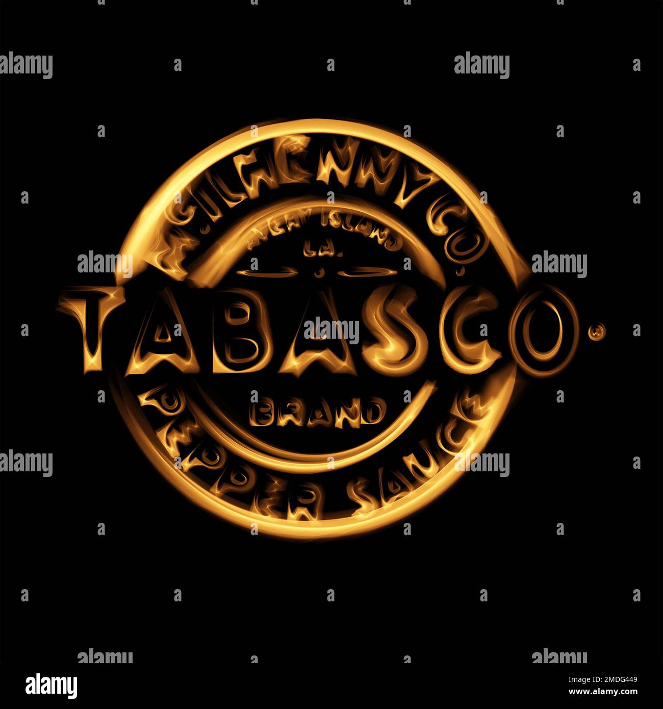 Tabasco Brand logo in Burning Flames Effect on plain Black Background ...