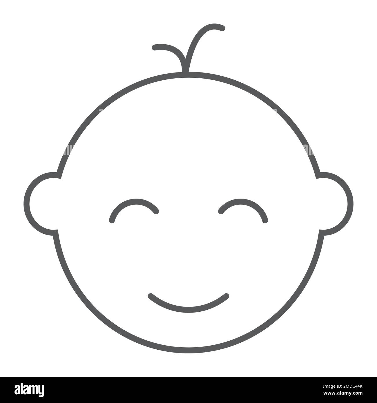 Baby boy thin line icon, baby and child, face sign, vector graphics, a ...