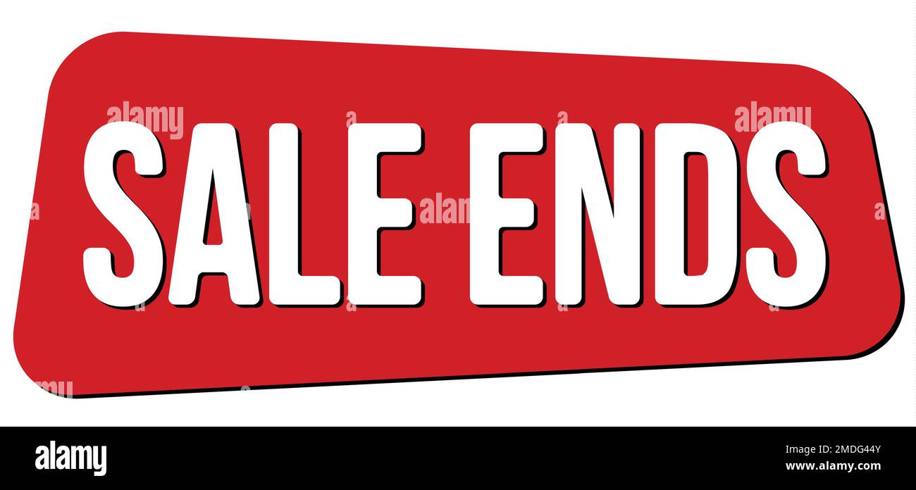 SALE ENDS text written on red trapeze stamp sign Stock Photo - Alamy
