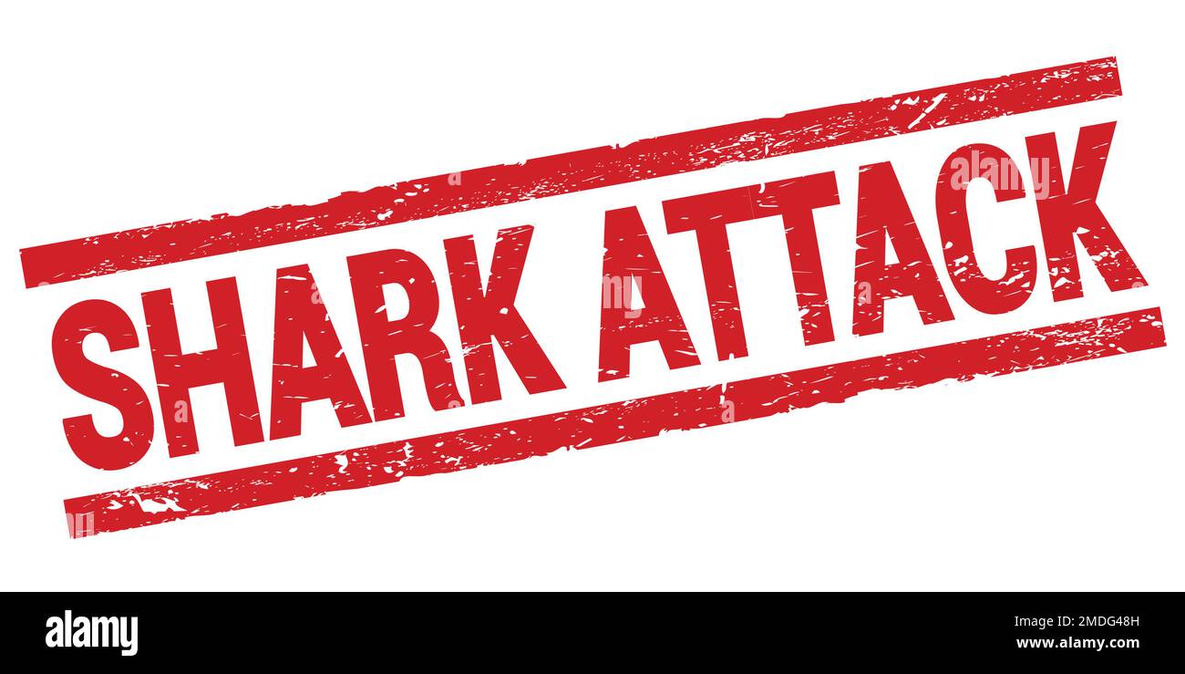 SHARK ATTACK text written on red rectangle stamp sign Stock Photo - Alamy