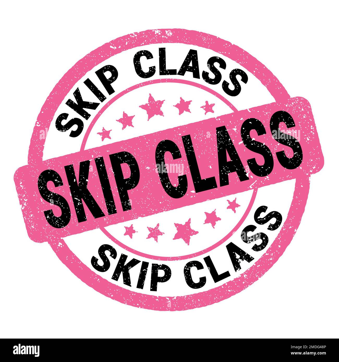 SKIP CLASS text written on pink-black grungy stamp sign Stock Photo - Alamy