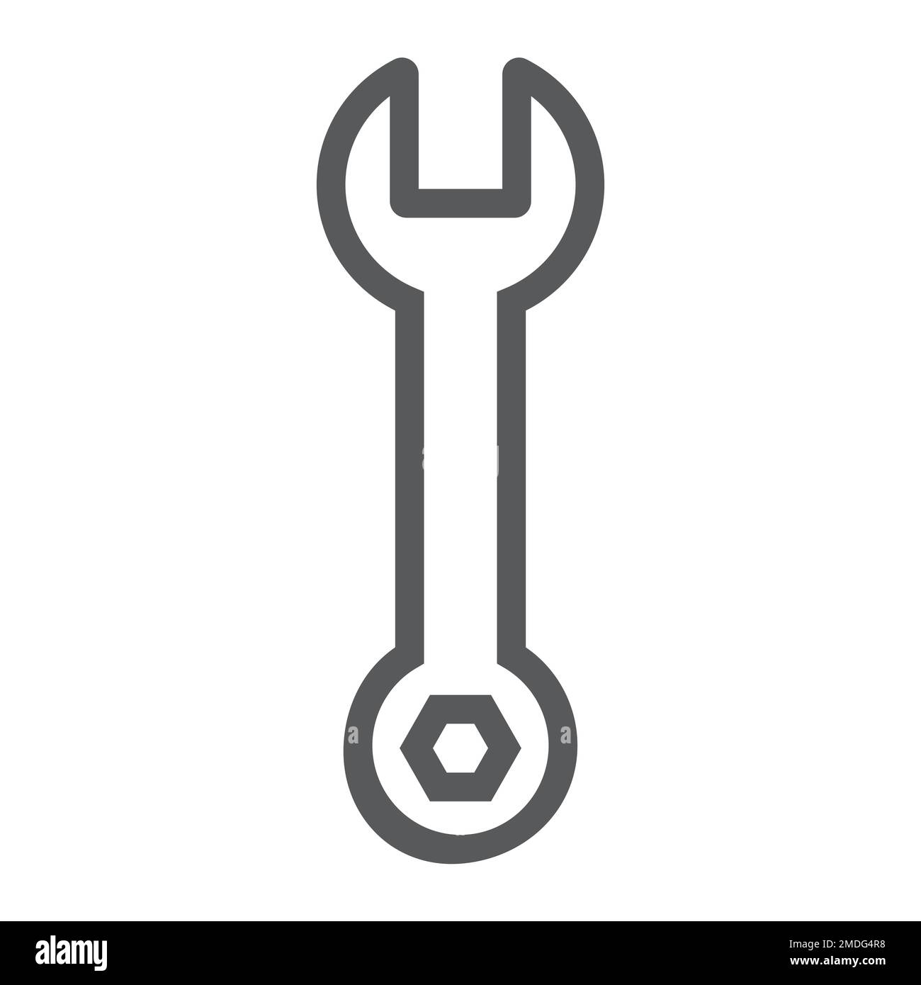 Wrench line icon, tool and repair, spanner sign, vector graphics, a ...