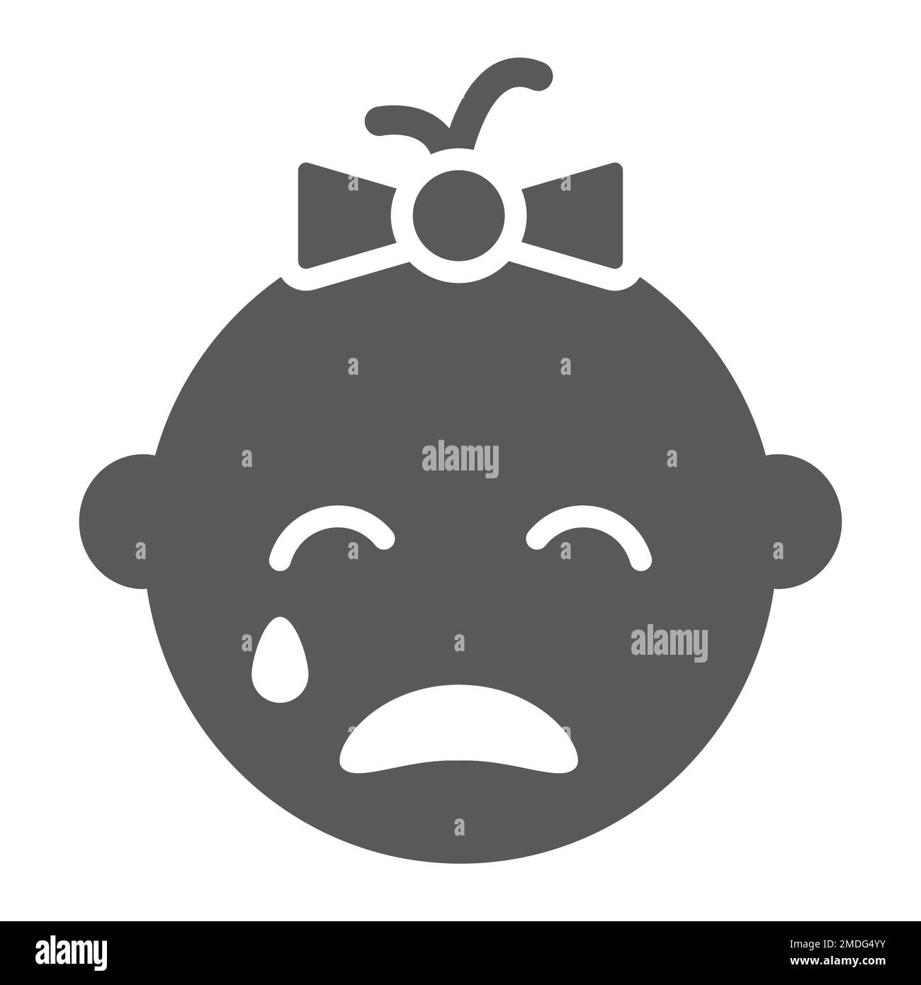 Baby girl cry glyph icon, emotion and child, face sign, vector graphics ...
