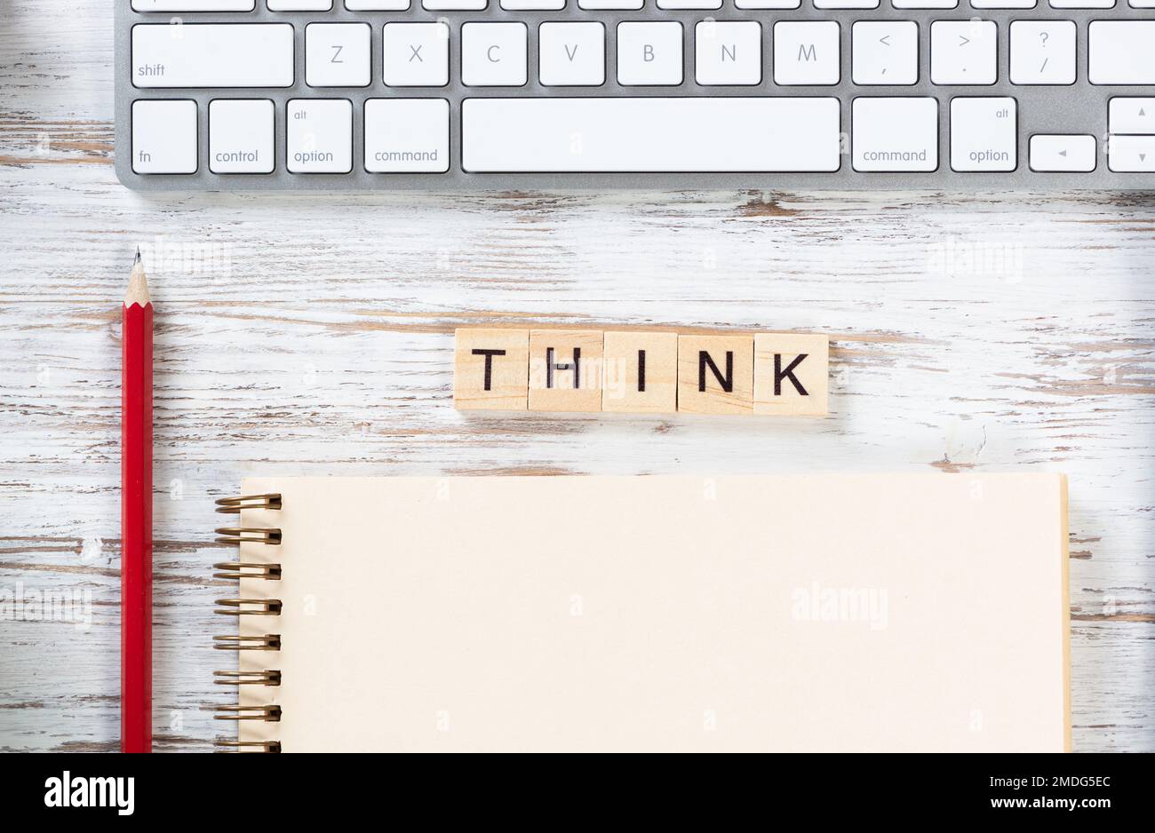 Think concept with letters on wooden cubes Stock Photo - Alamy