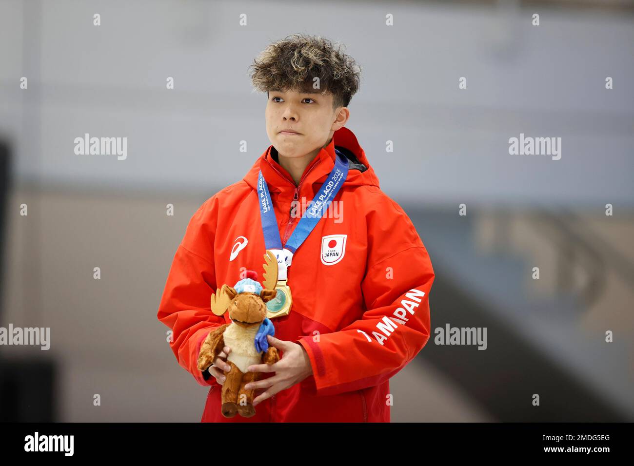 Winner Shogo Miyata of Japan during the Lake Placid 2023 FISU World University Games Winter ...