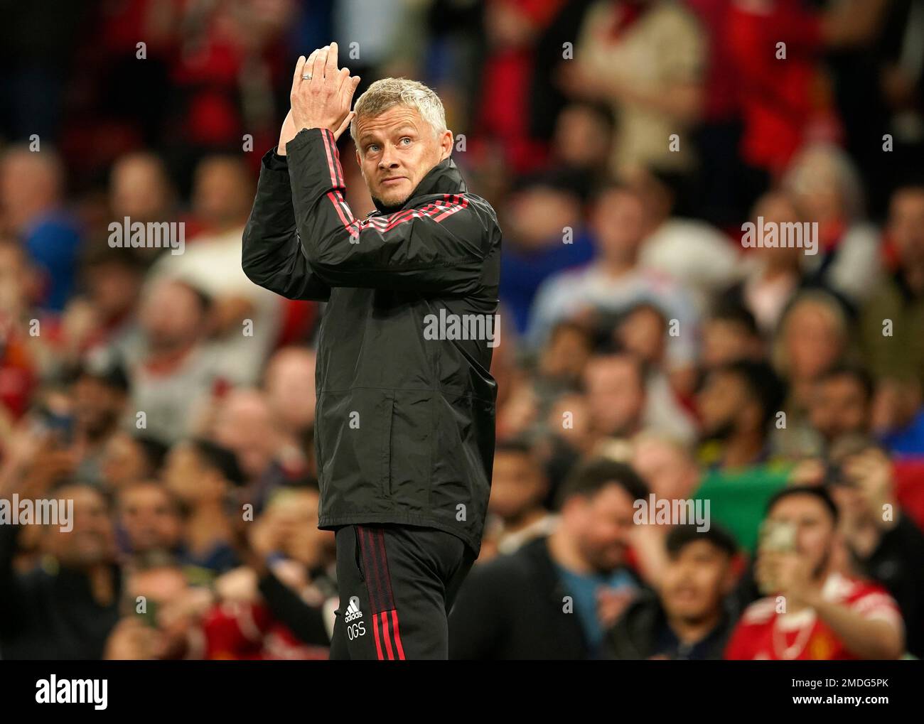 Manchester United's manager Ole Gunnar Solskjaer applauds spectators ...