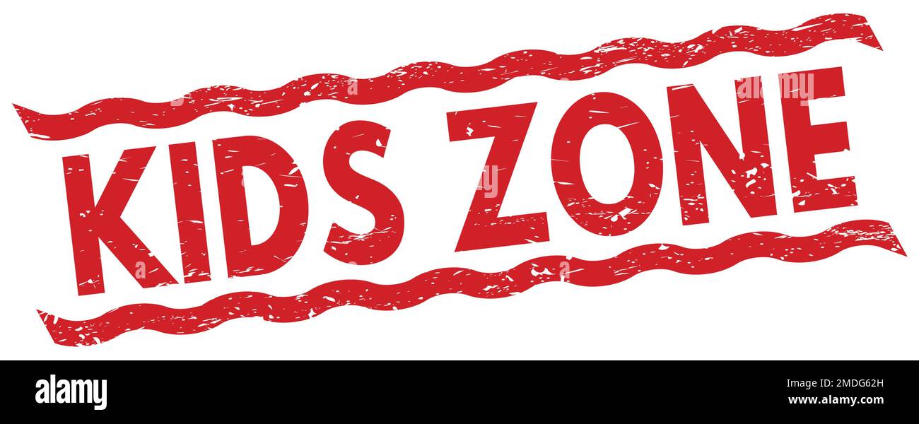 KIDS ZONE text written on red lines stamp sign Stock Photo - Alamy