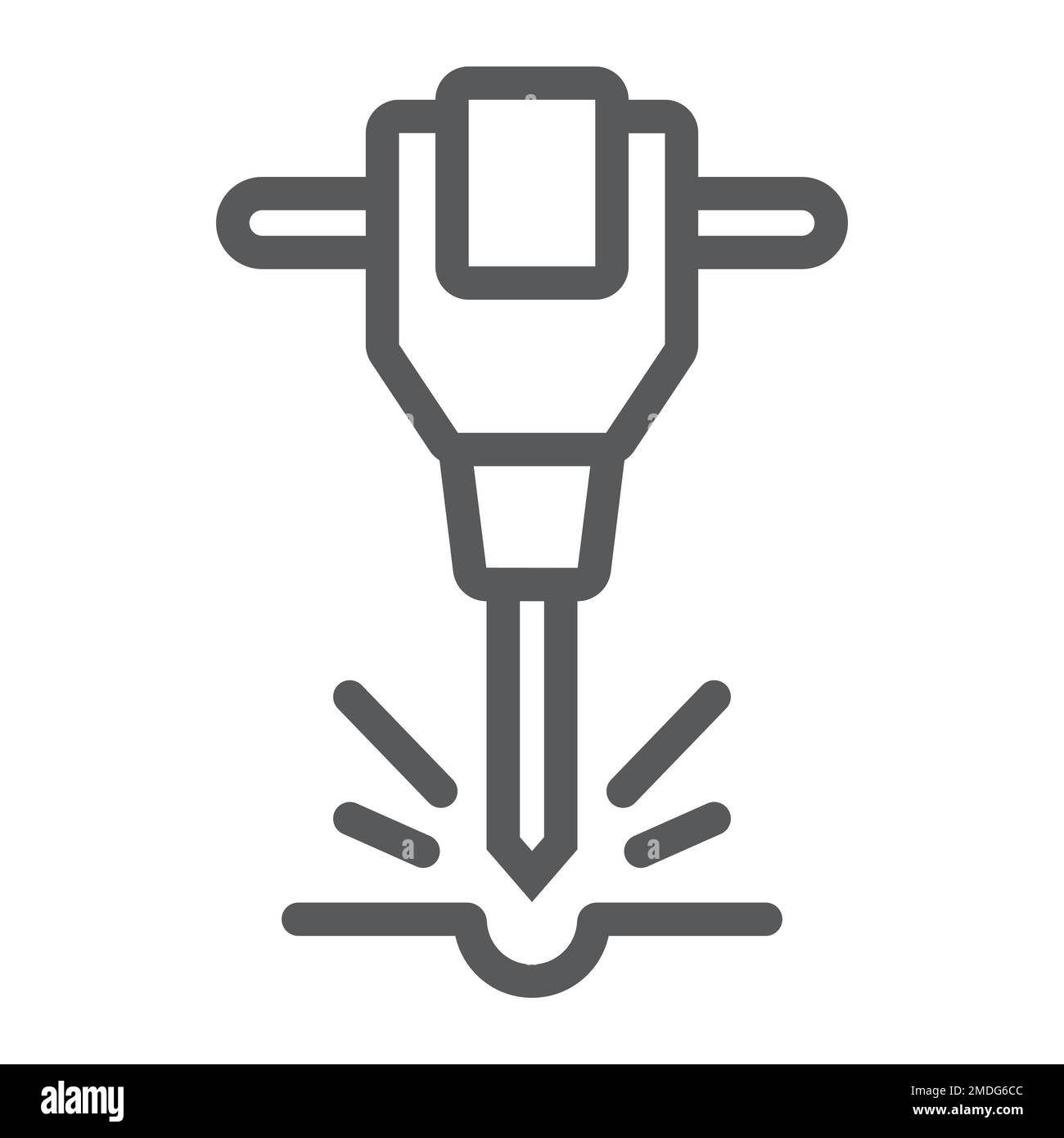 Construction jackhammer line icon, tool and repair, pneumatic hammer sign, vector graphics, a ...