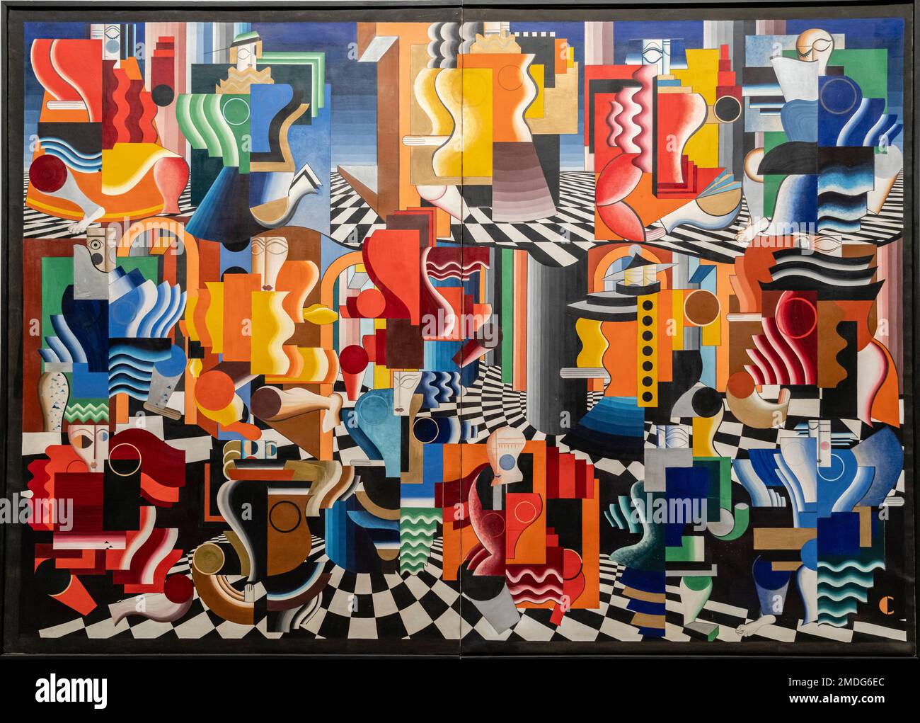 figures in space, Sascha Wiederhold, 1928, oil on cardboard and canvas ...