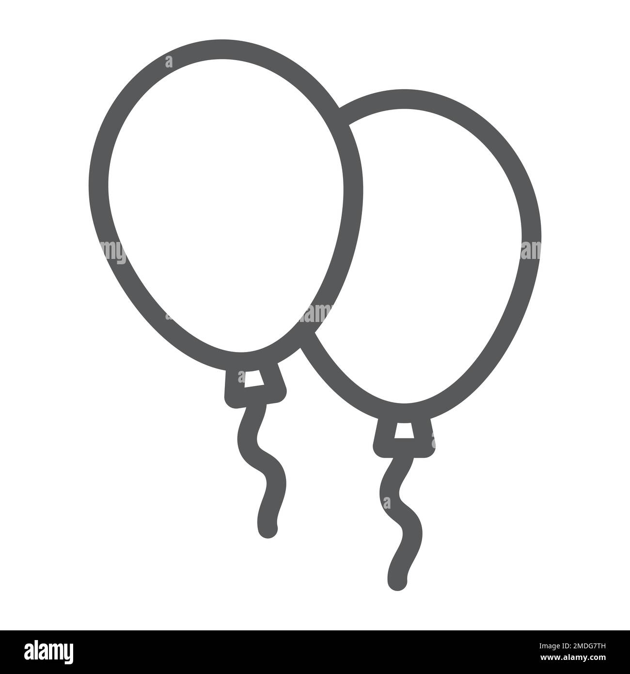 Balloons line icon, air and helium, toy sign, vector graphics, a linear ...
