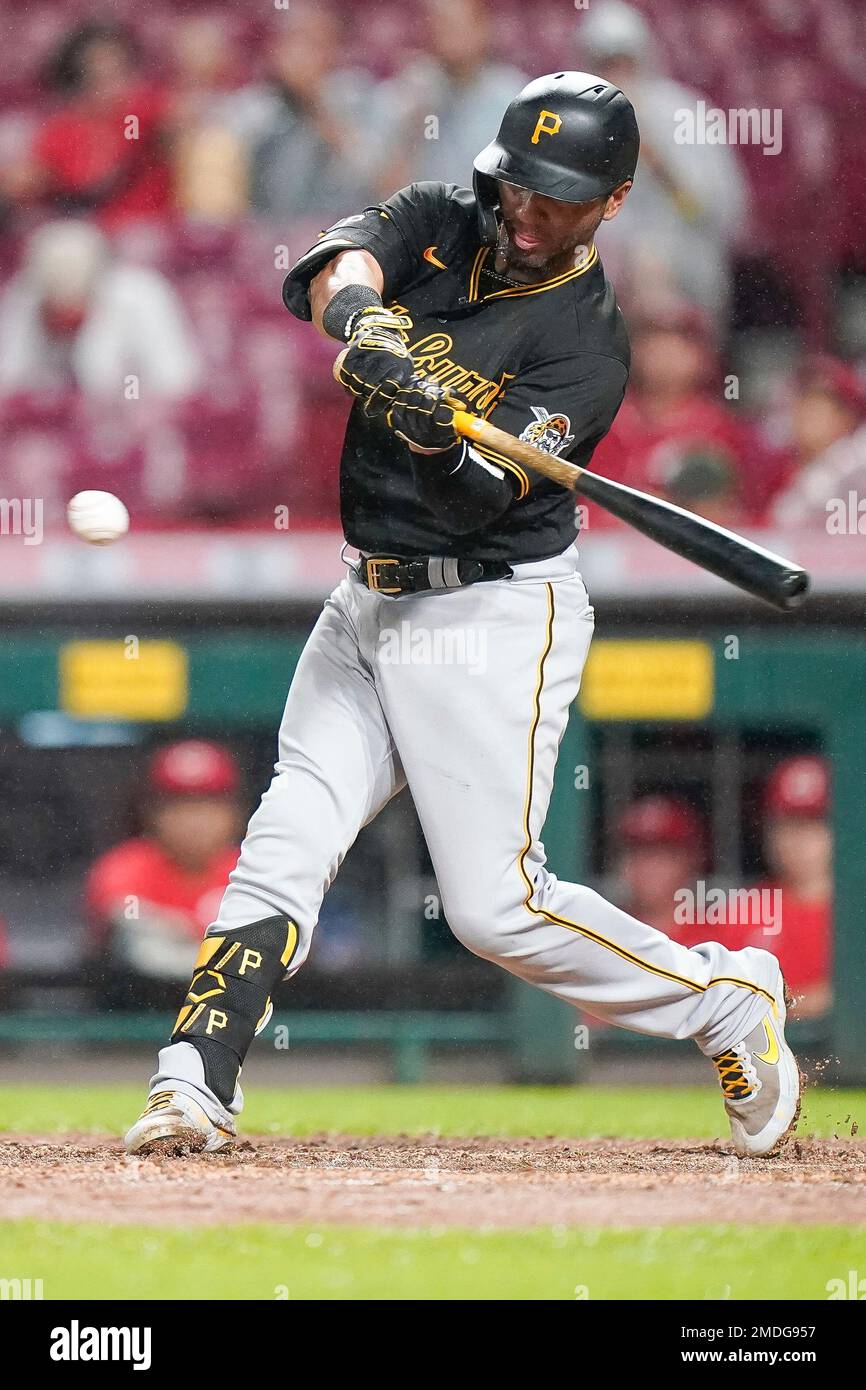 Pittsburgh Pirates' Michael Perez (5) bats during the sixth inning of a ...
