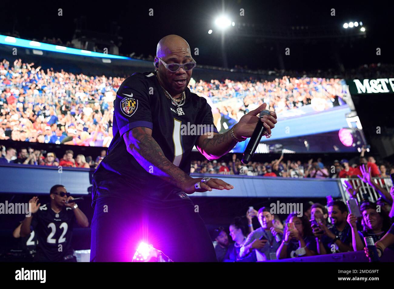 Flo Rida performs during halftime of an NFL football game between the ...