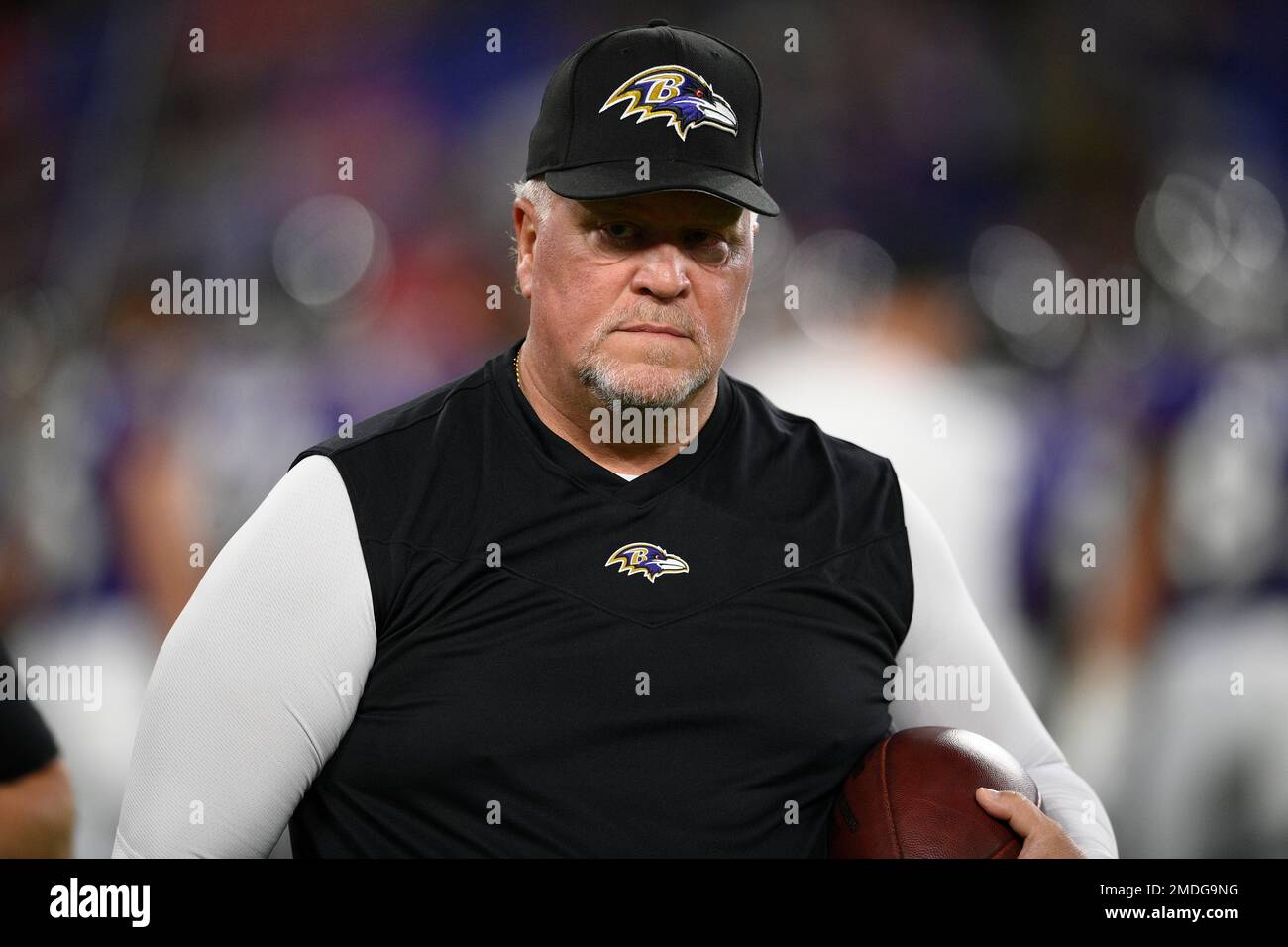 Baltimore Ravens defensive coordinator Don Martindale looks on before ...