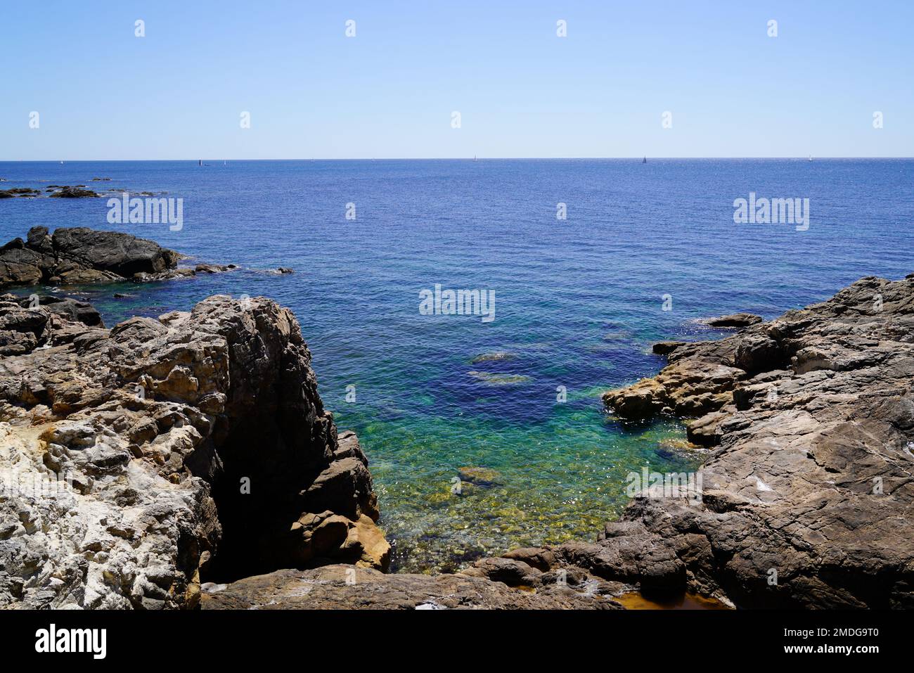 rock stone access to sea beach vendee Atlantic in france Stock Photo ...