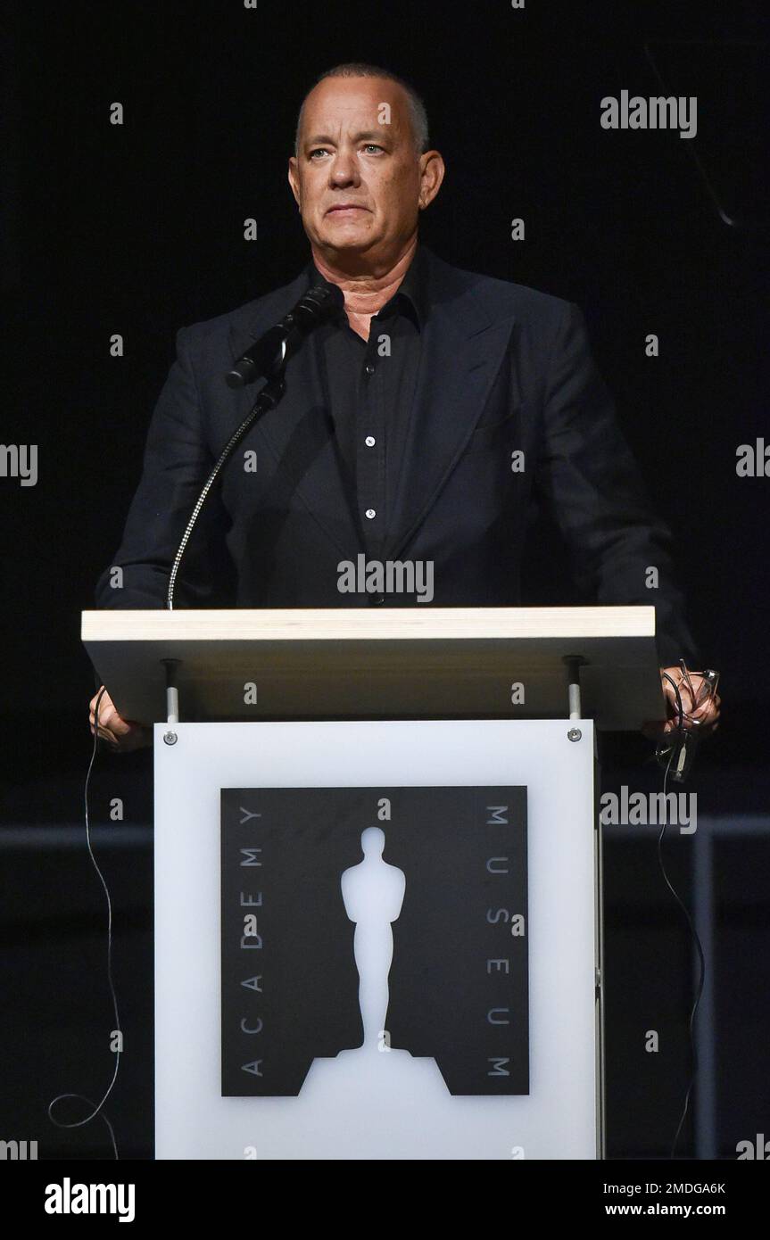 Tom Hanks speaks at a press conference for the opening of the Academy ...