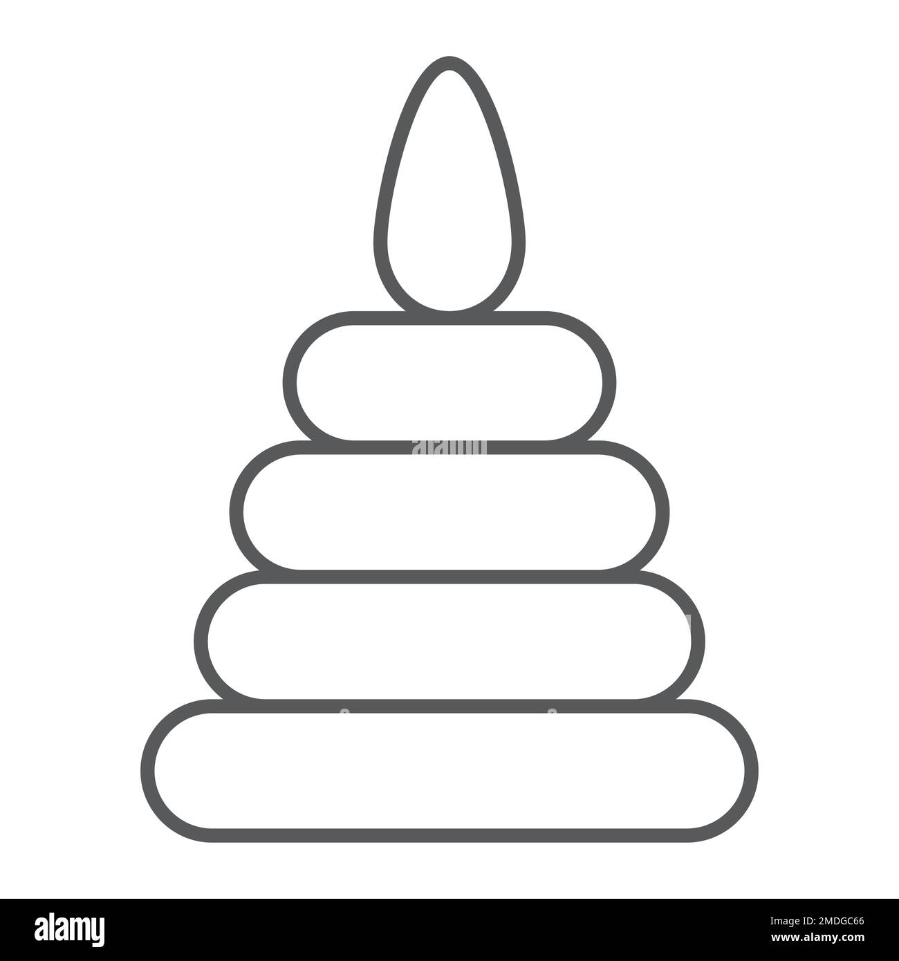 Toy pyramid thin line icon, child and play, tower sign, vector graphics ...