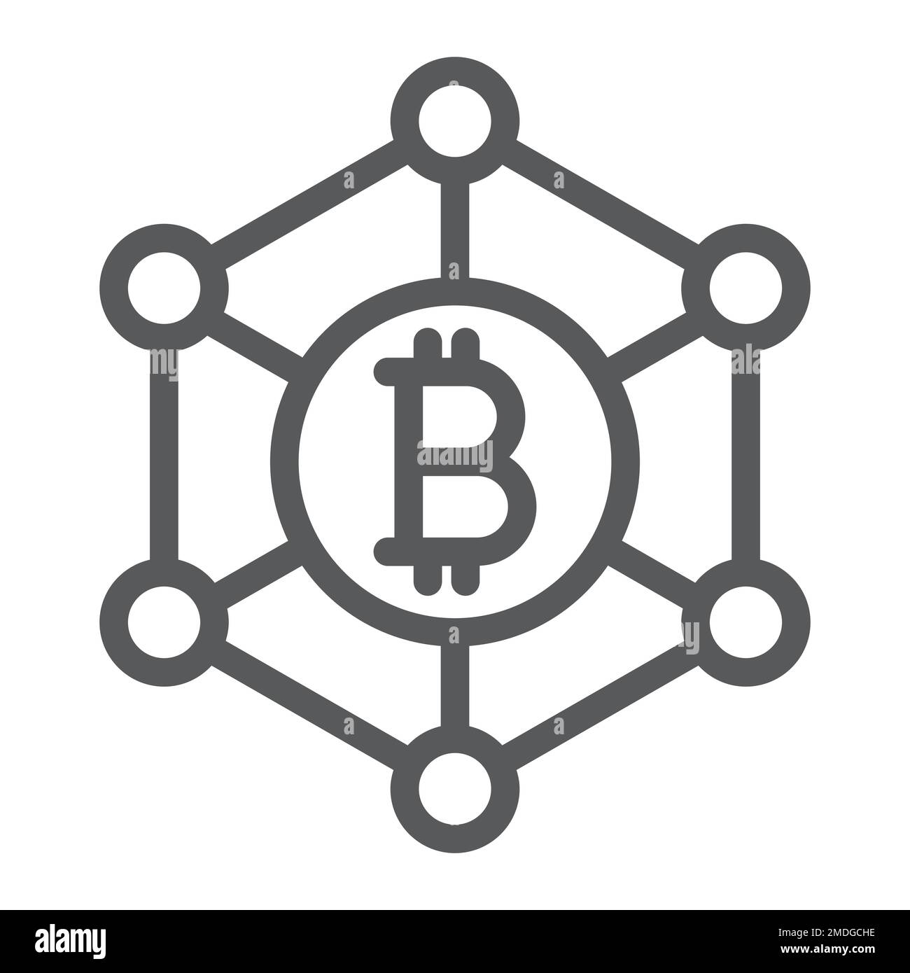 Bitcoin network line icon, money and finance, crypto network sign ...