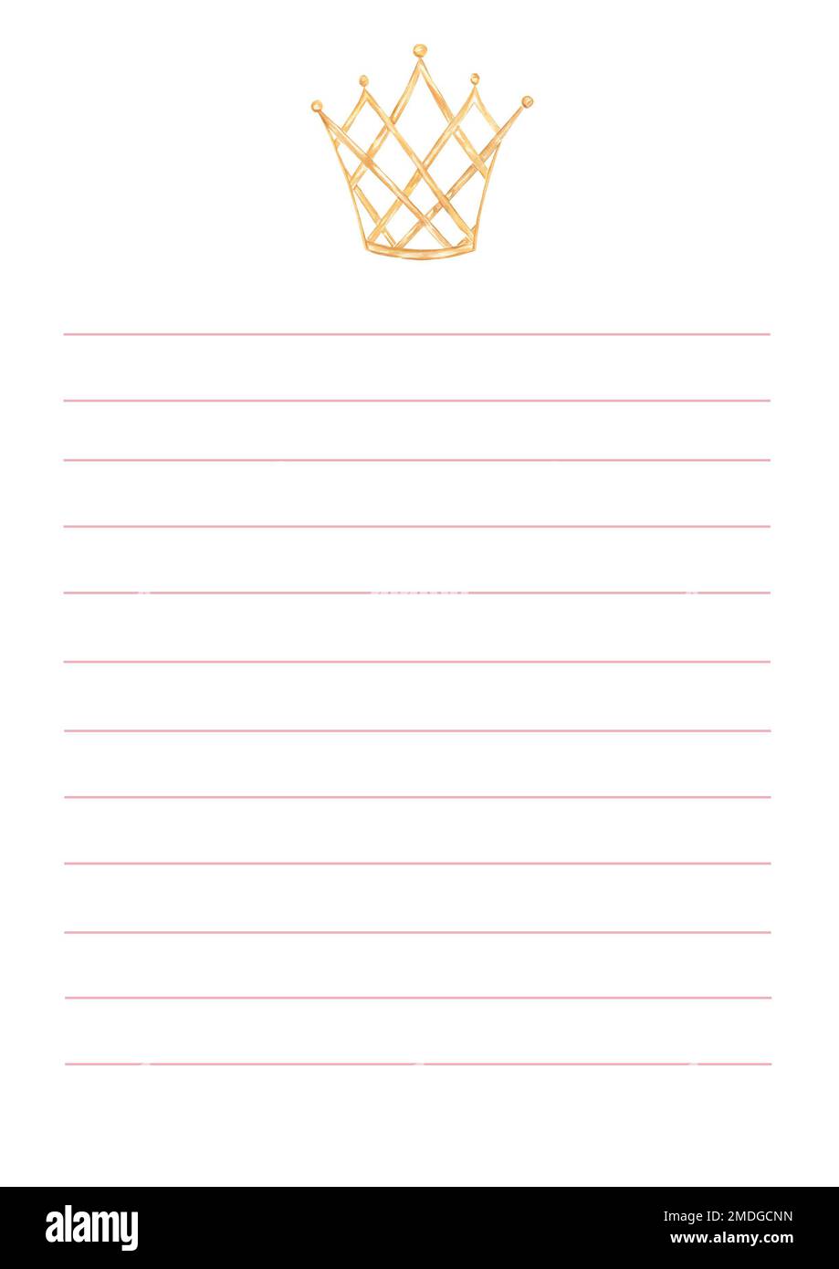 Hand drawn watercolor daily planner with crown. My day to-do list with ...