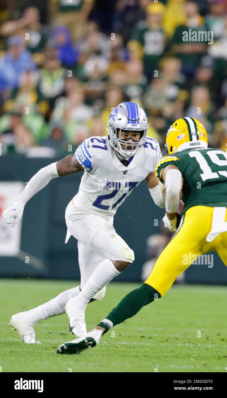 Detroit Lions defensive back Bobby Price (27) defends the Green Bay ...