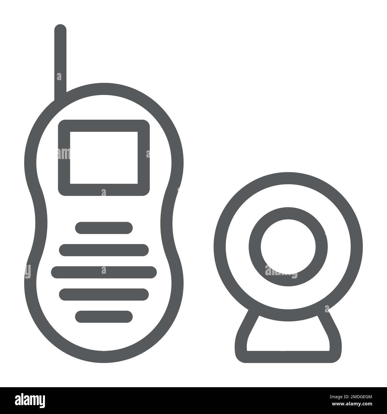 Baby monitor line icon, child and equipment, radio sign, vector ...