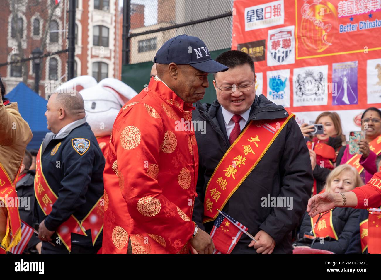 NEW YORK, NEW YORK - JANUARY 22: New York City Mayor Eric Adams greets ...