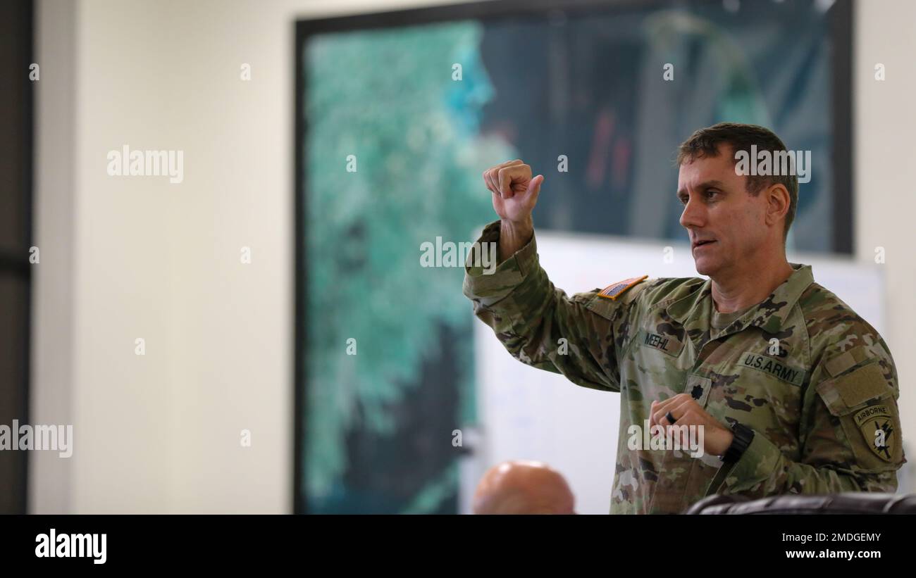 U.S. Army Reserve Lt. Col. Sean Meehl, operations chief with the 360th ...